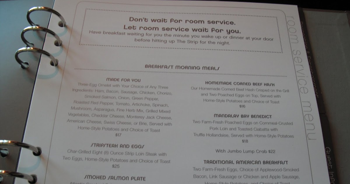 LAS VEGAS DAZE: THEHotel at Mandalay Bay Room Service Menu