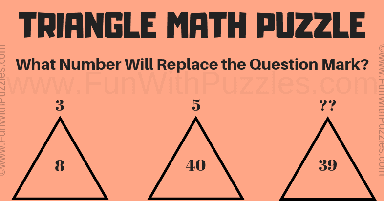 Picture Math Triangle Puzzle for Adults with an Answer