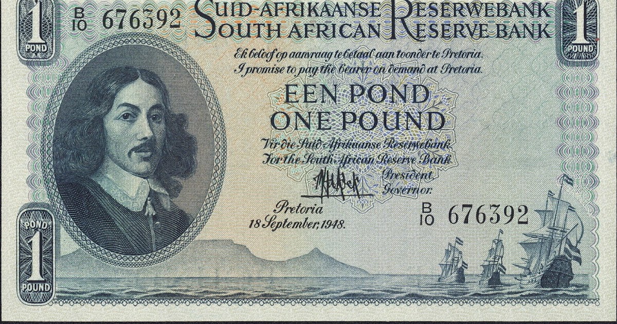 My Currency Collection: South Africa Currency One Pound banknote 1948 ...