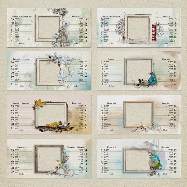 Natali Design: Cluster Pack 5 + Weekly Calendar + French, German Calendar