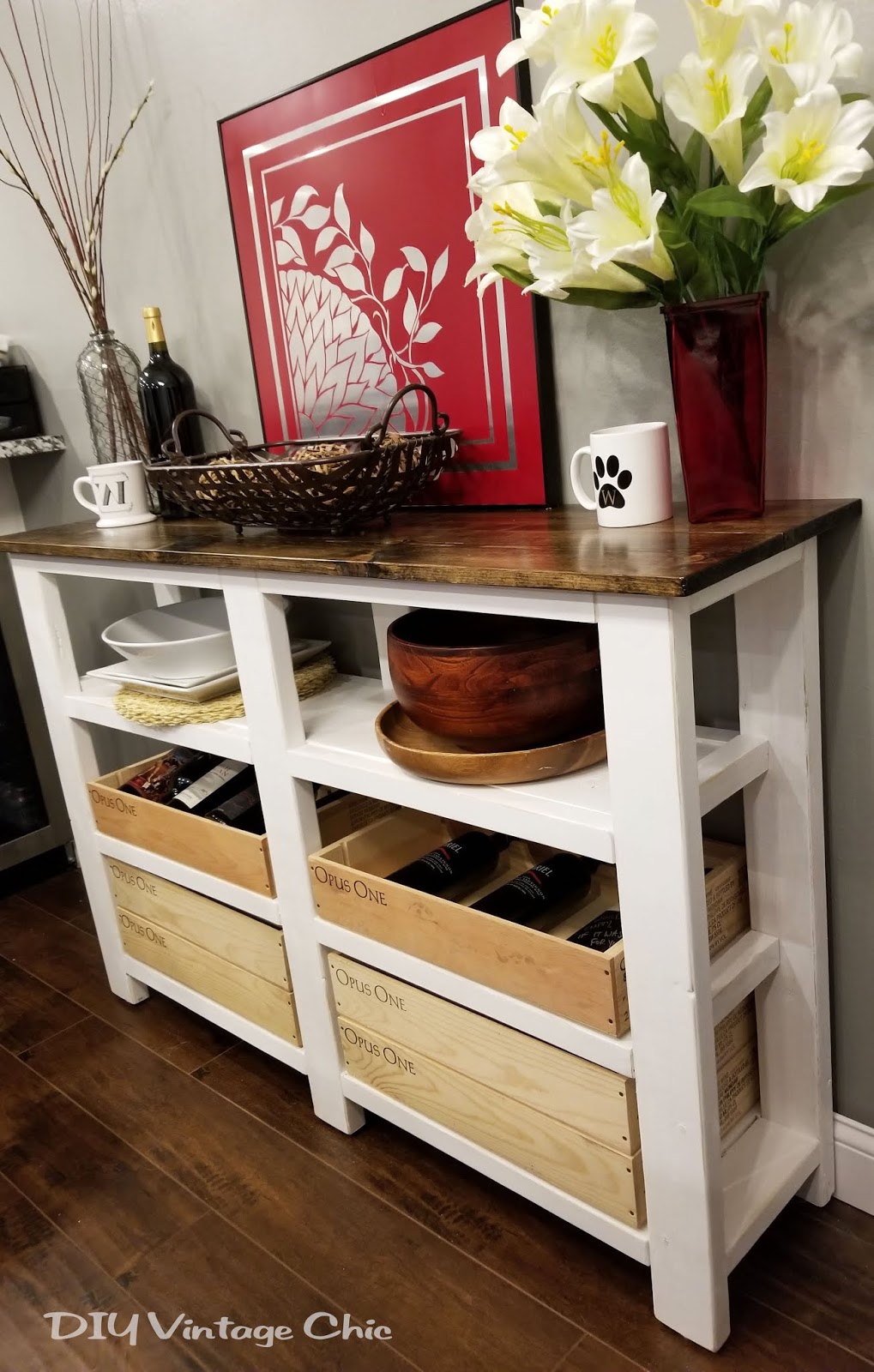 DIY Wine Crate Console Table