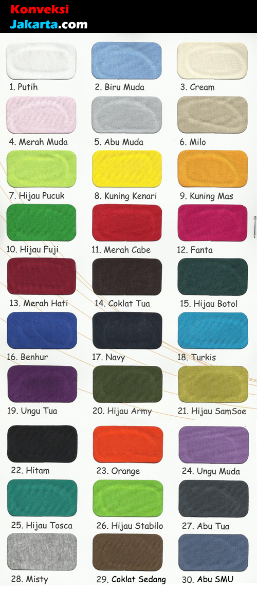 Katalog Warna - Konveksi Jakarta