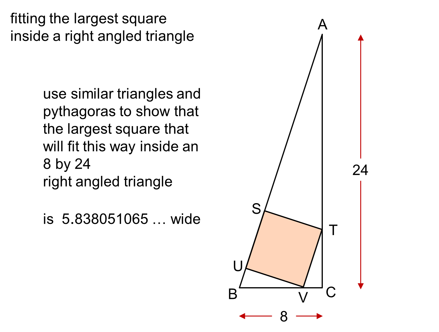 MEDIAN Don Steward mathematics teaching: biggest square inside a right ...