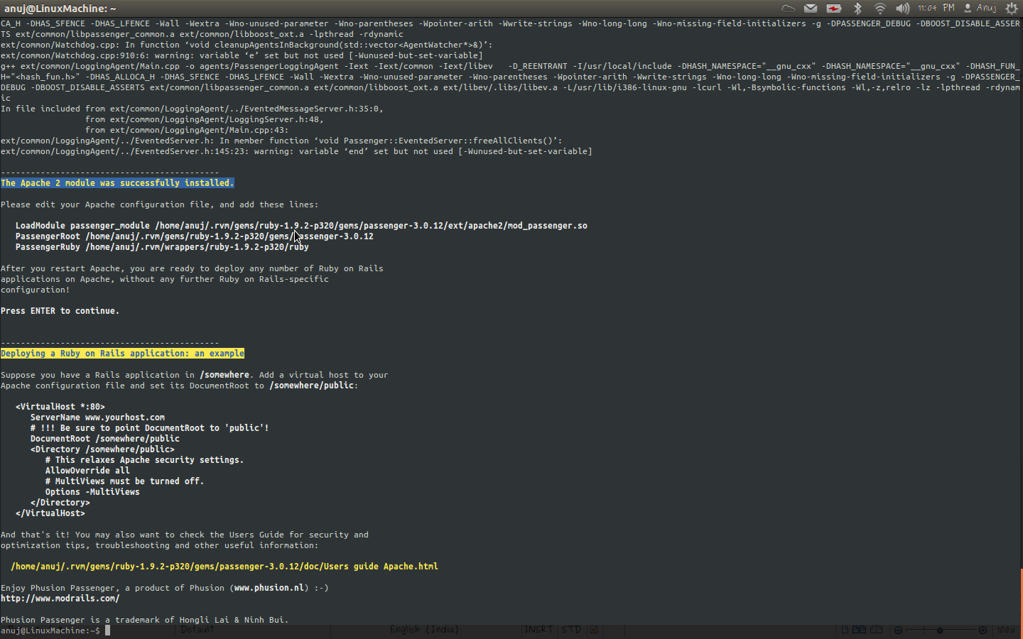 Housefullhub: Apache2 + Passenger Installation for rails on Ubuntu