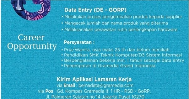 Lowongan Kerja Data Entry Gramedia