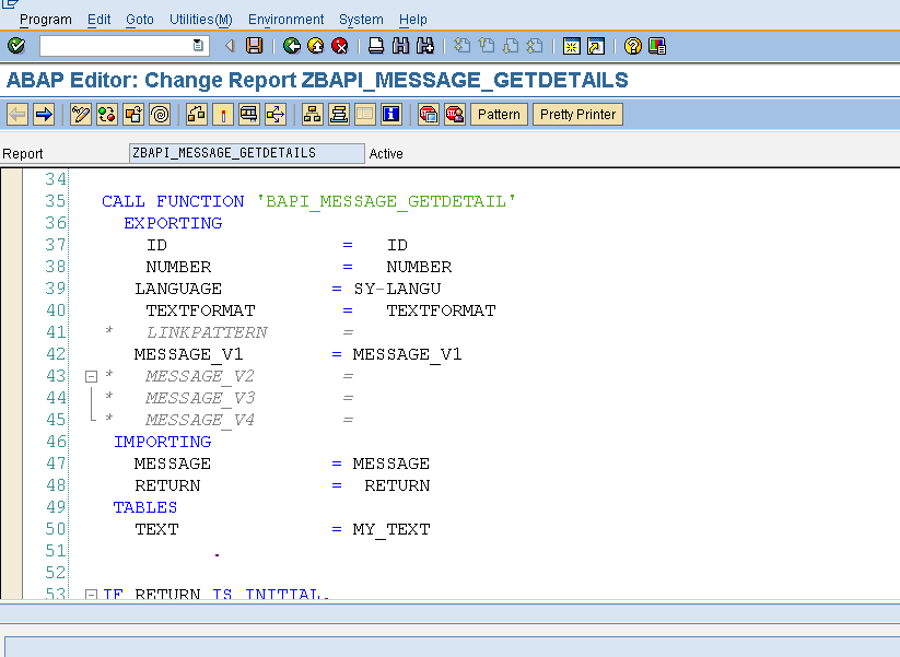 SAP TECH: Calling BAPIs from SAP-ABAP ( Ex : BAPI Message GetDetail )