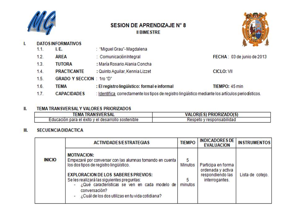 DIDÁCTICA DEL LENGUAJE I: Sesión 8: El registro linguístico: formal e ...