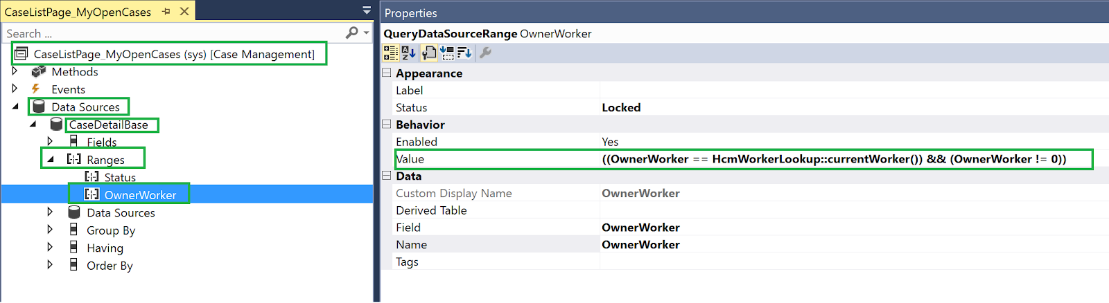Axapta Vs Me Give Method Name On A Range Of Aot Query Instead Of Value