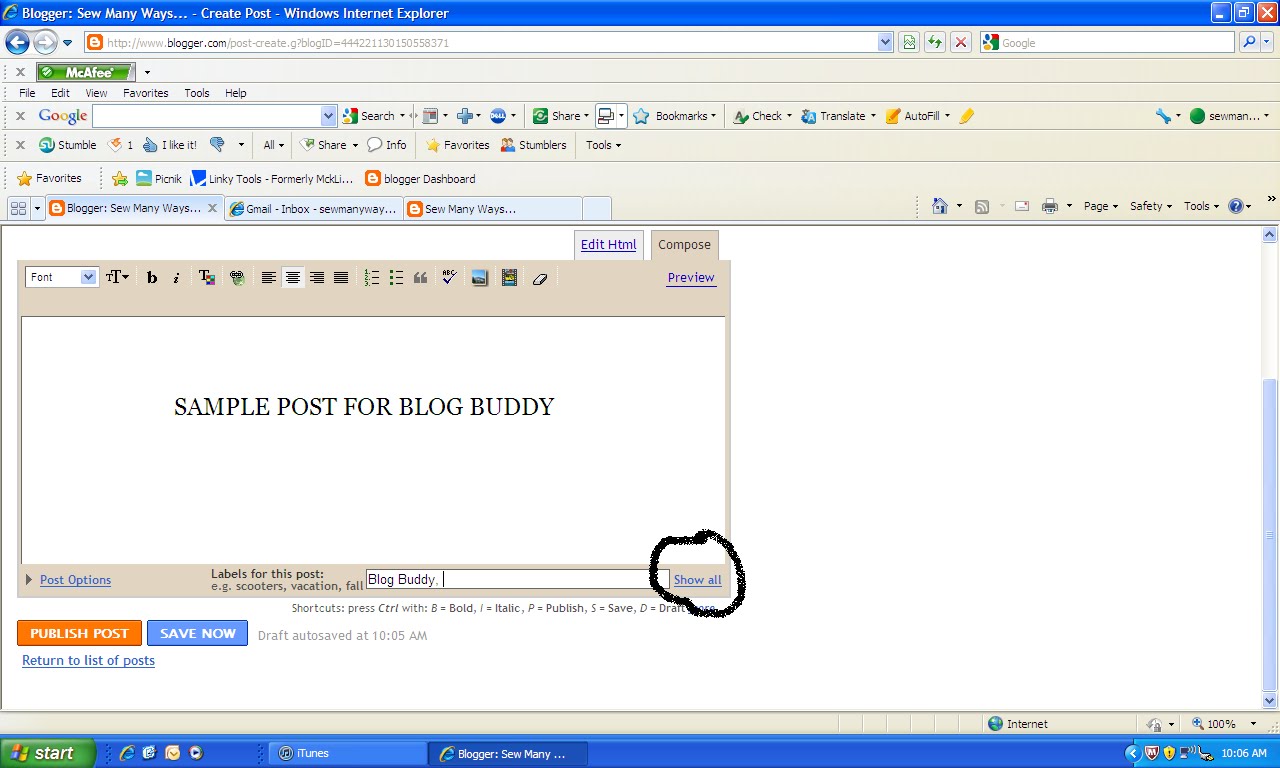 Sew Many Ways...: Blog Buddy...Adding Labels to Posts and Side Bar