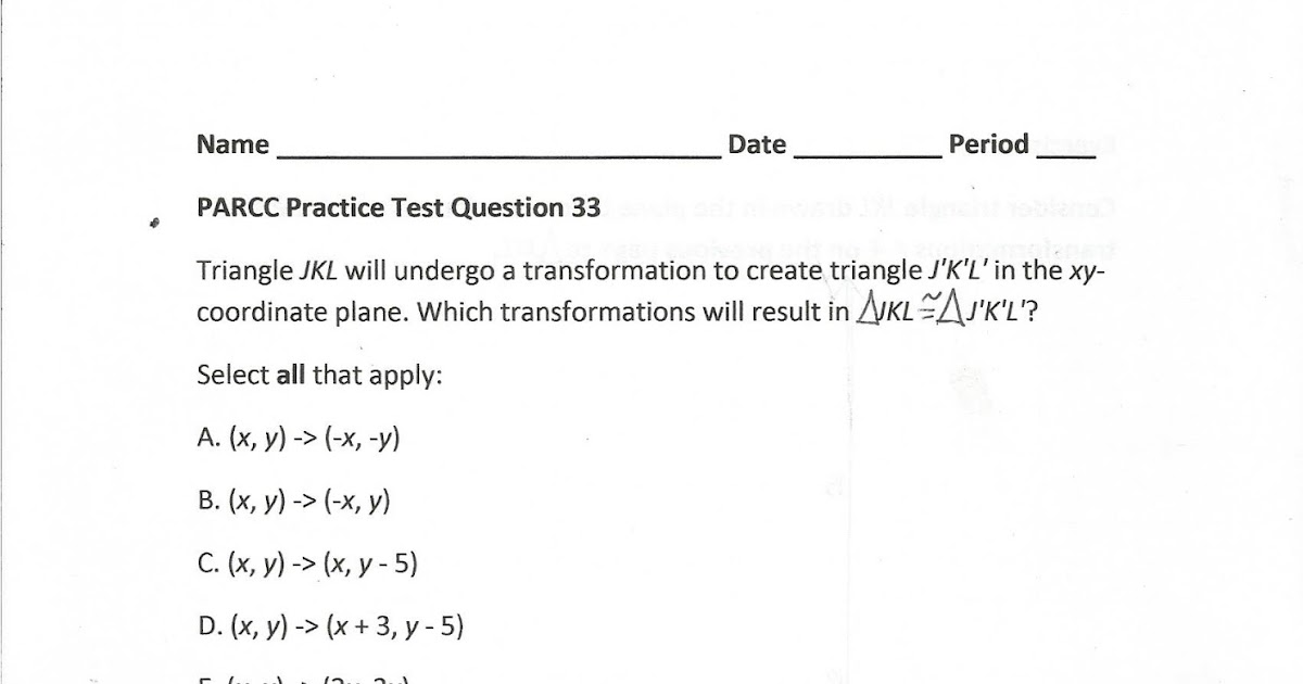 Geometry, Common Core Style: PARCC Practice Test Question 33 (Day 176)