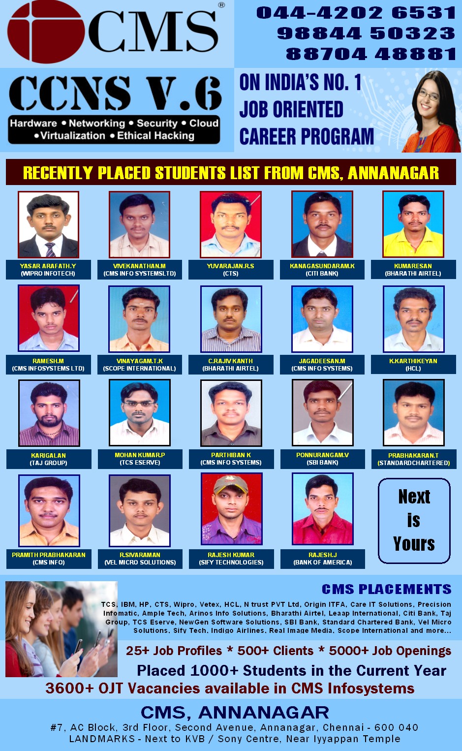 CCNS - ON JOB TRAINING WITH STIPEND, ASSURED PLACEMENTS FROM CMS ...