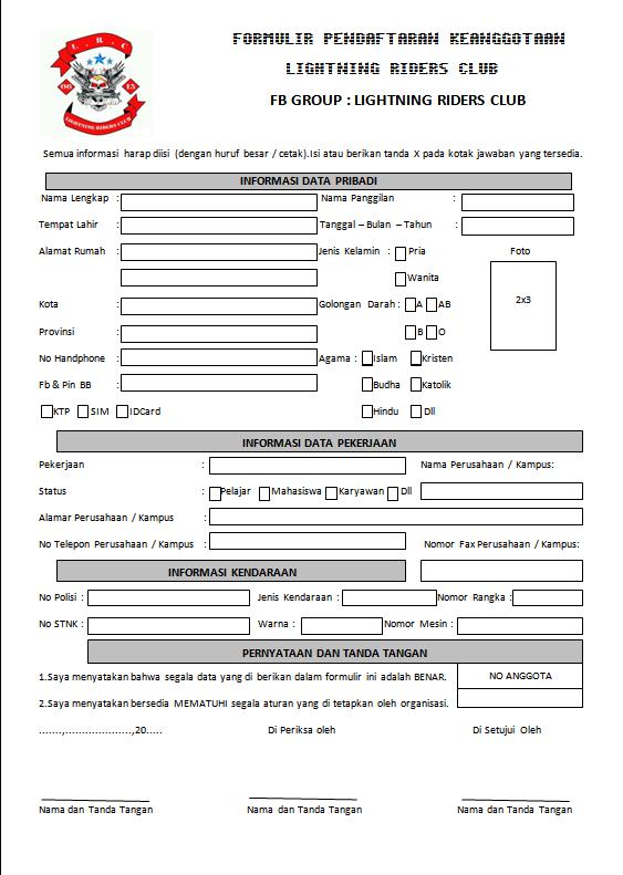 Formulir Pendaftaran Keanggotaan