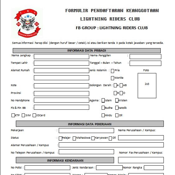 Formulir Pendaftaran Keanggotaan