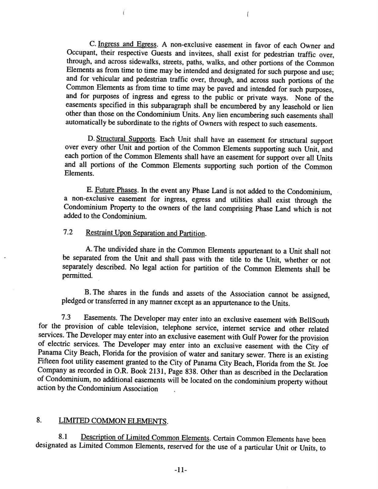 Nautilus Cove Declaration of Condo