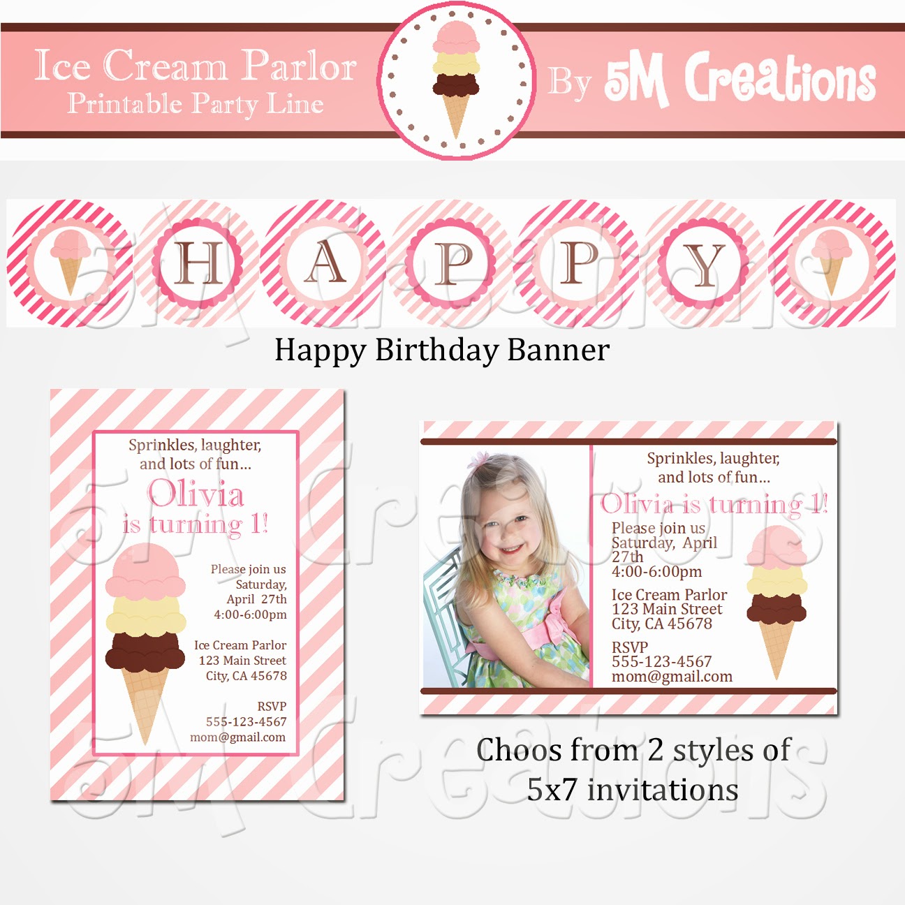 5M Creations: Ice Cream Party - Ice Cream Printable Package