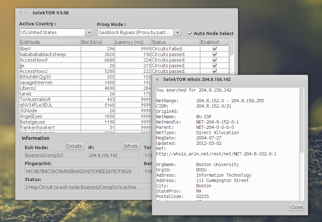 SelekTOR: Tor GUI With Country Exit Node Selection, Useful To Bypass ...