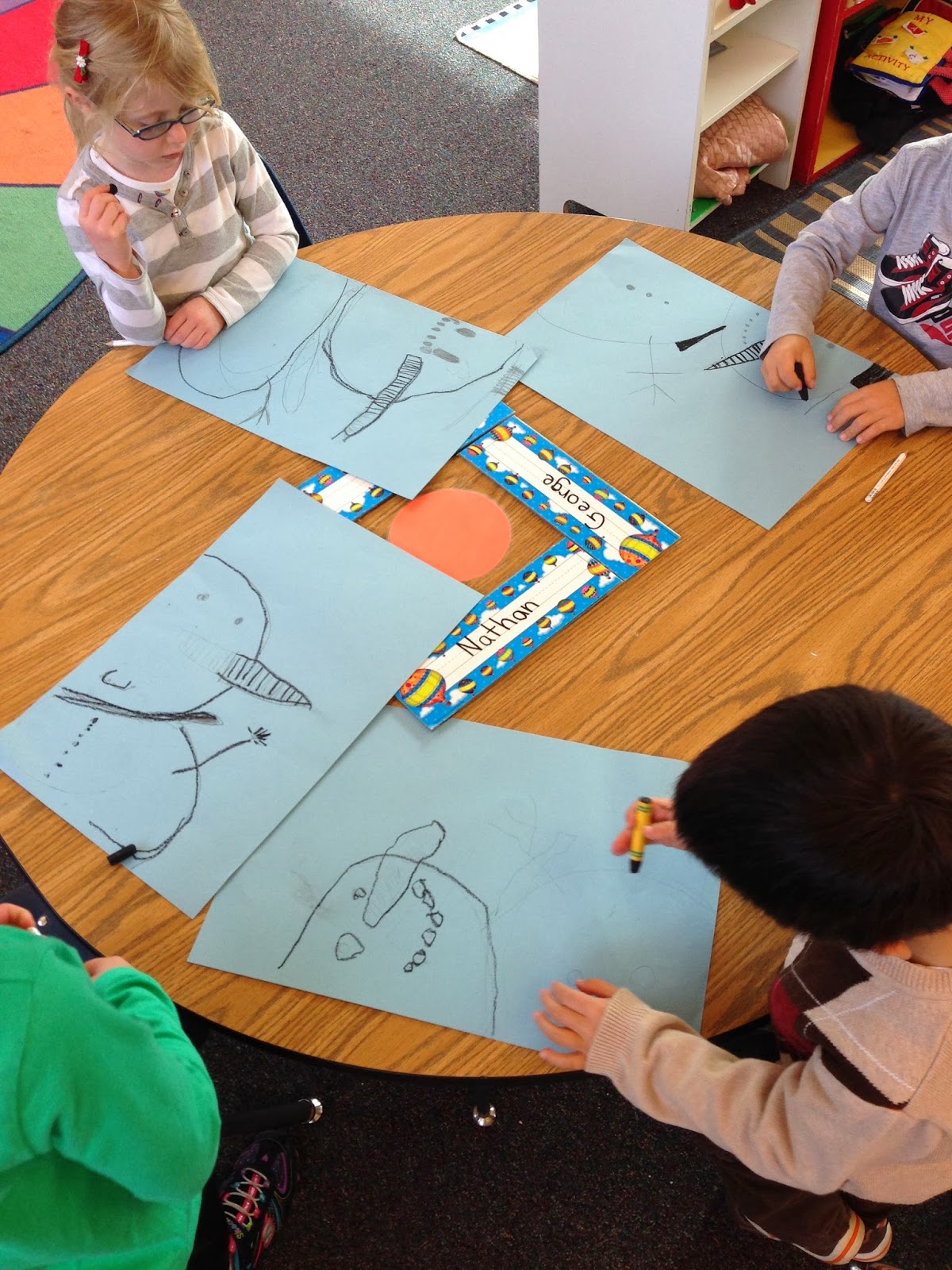 Art at Charter: K/1: Perspective Snowmen: 3/4 View