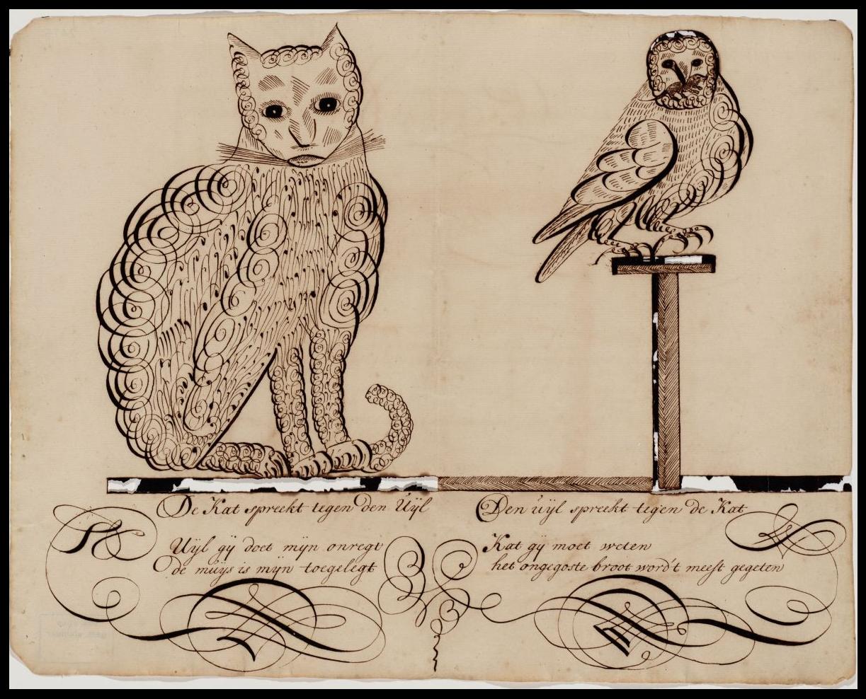 Content in a Cottage: Cat and Owl Calligraphy - So Beautiful