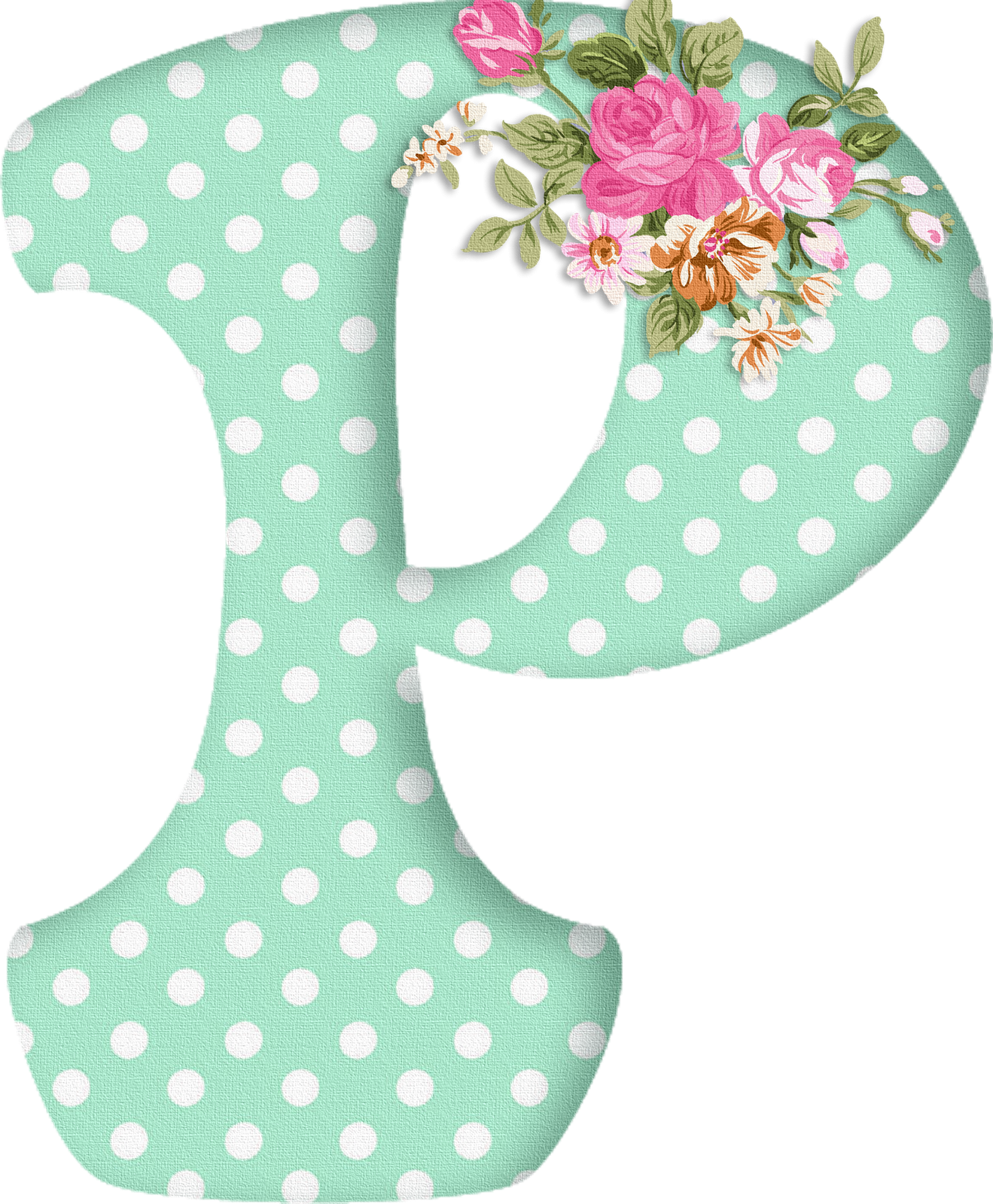 Alfabeto en Verde con Lunares y Rosas. . - Oh my Alfabetos!