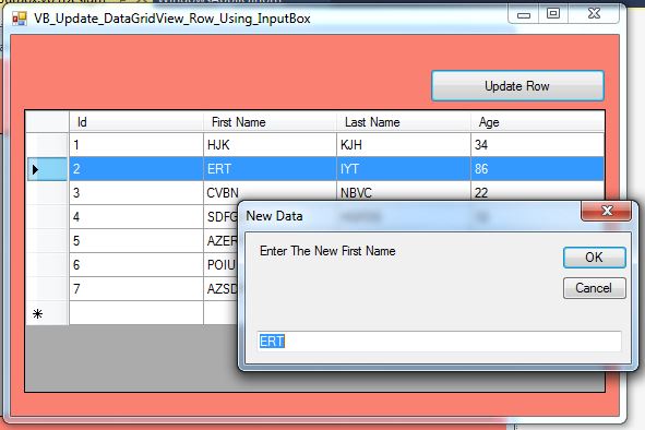 VB.NET - How To Update A DataGridView Row Using InputBox In VBNET - C# ... VB.NET - How To Update A DataGridView Row Using InputBox In VBNET - C# ...