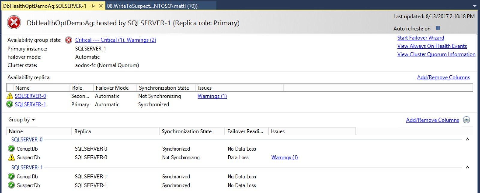 MatticusAU Blog: Taking the Availability Group Database Level Health ...