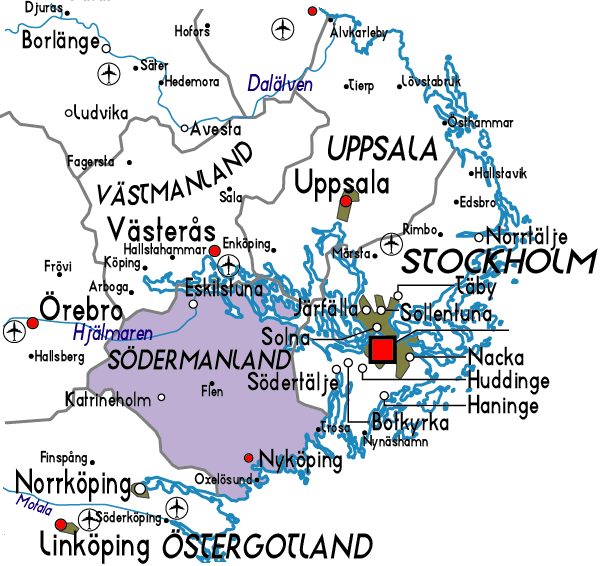 Sodermanland Map Province City | Map of Sweden Political Region ...