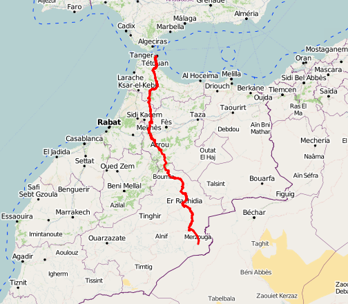 Route Nationale Numéro 13 (RN13 ou N13) - Maroc Maps