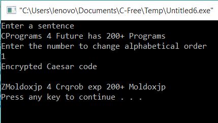 All C Programs: Program 209:Caesar Code Cipher in C