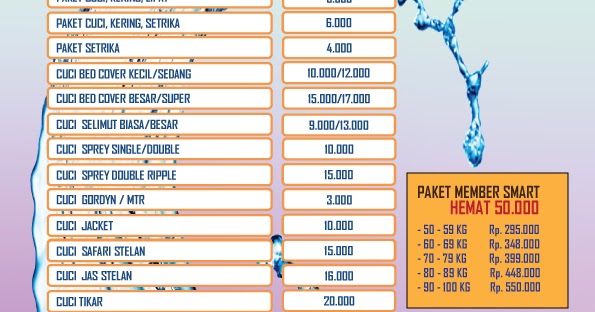 Daftar Harga - Smart Laundry ~ SMART LAUNDRY