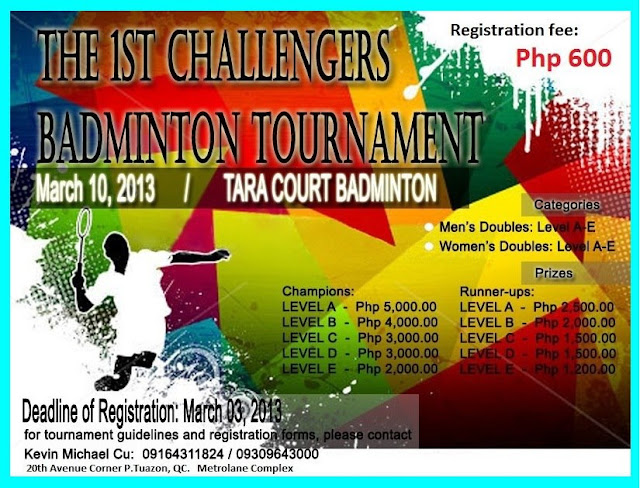 Tara Court presents The 1st Challenger Badminton Tournament (2013 ...