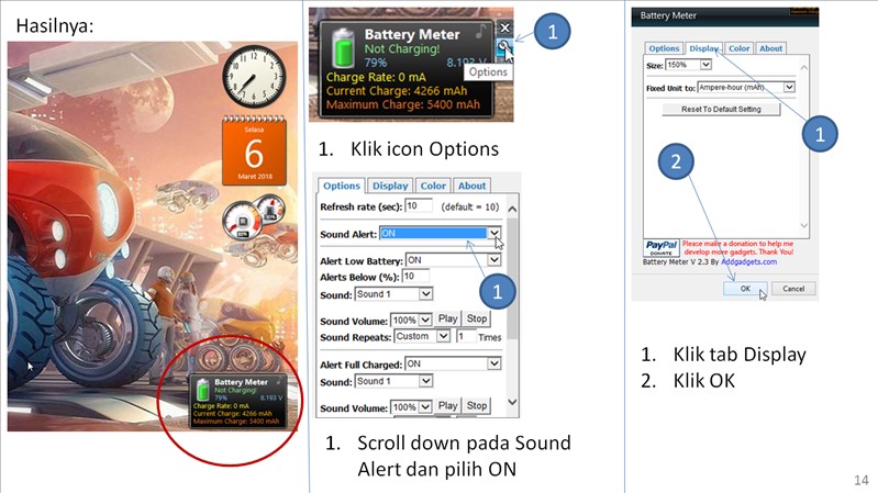 Memasang Battery Meter Gadget Pada Layar Desktop - Niguru Indonesia