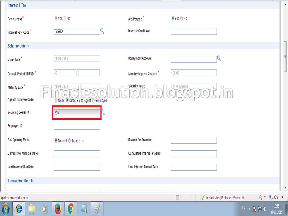 Transfer RD Accounts From One DSA to Another DSA in DOP Finacle