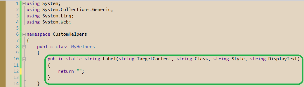 The ASP.NET MVC Club: Step By Step How to Create Custom HTML Helpers with Static Methods