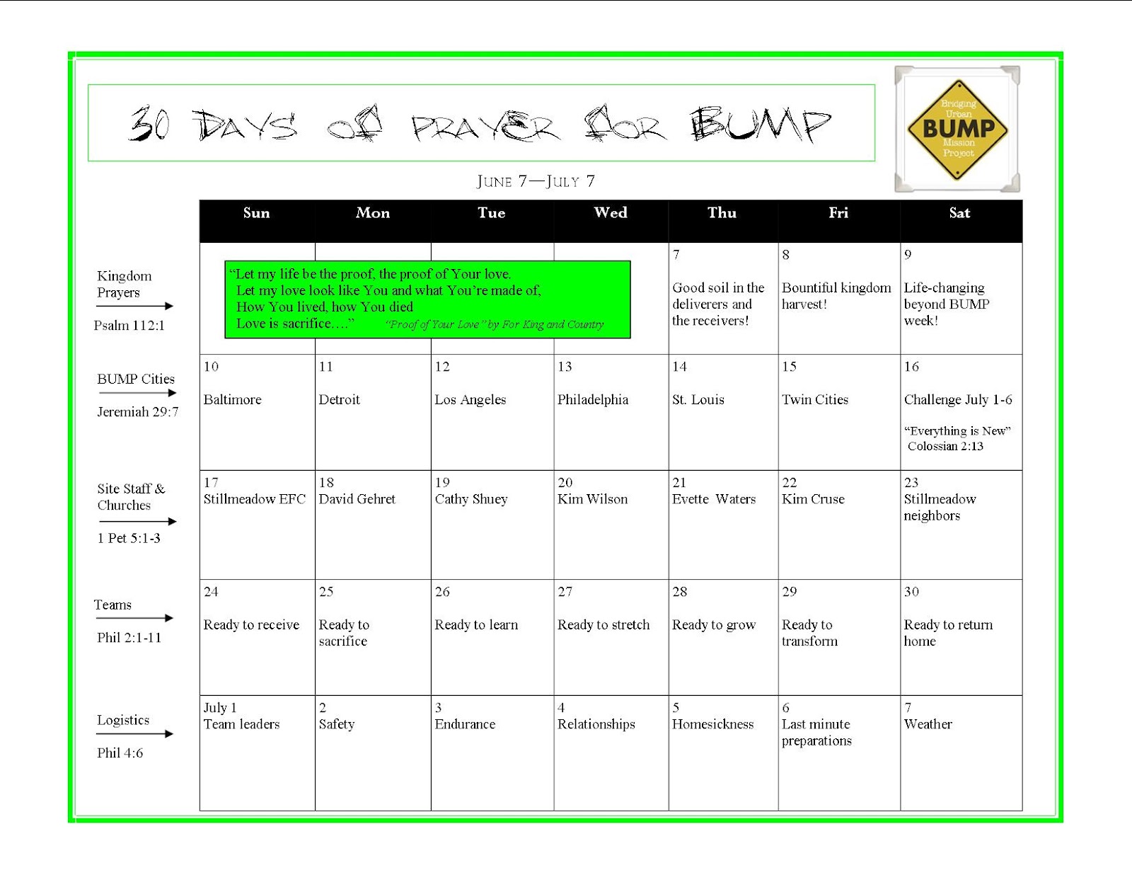 BUMP St. Louis : 30 Days of Prayer for BUMP