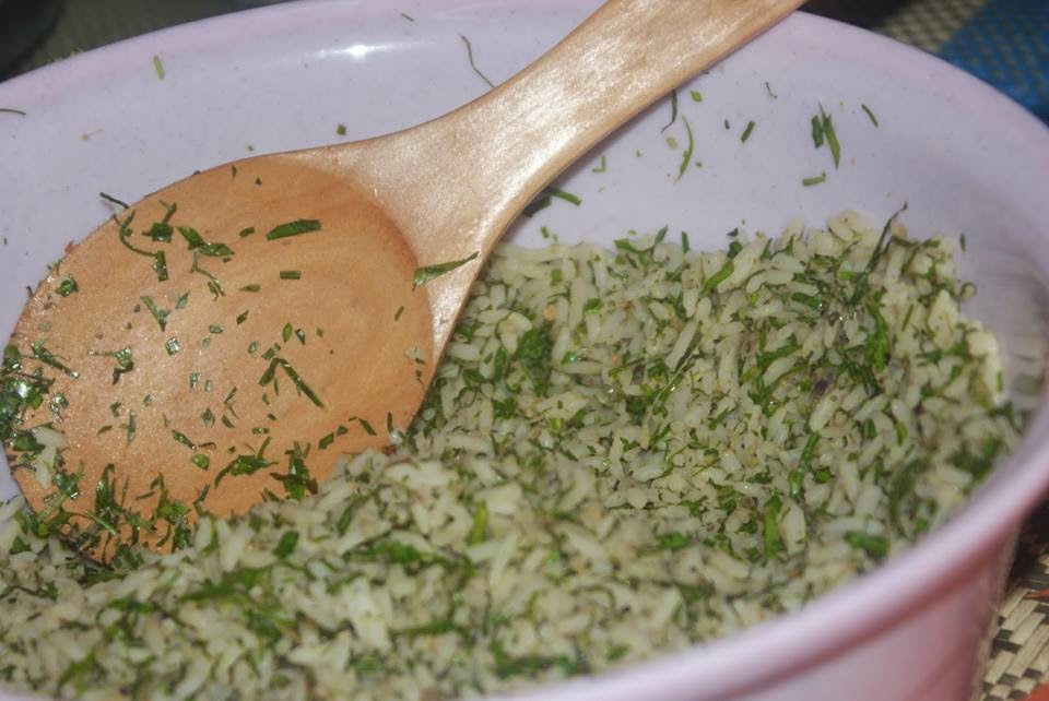Izan's Recipes: Nasi Ulam + Keladi masak asam rebus
