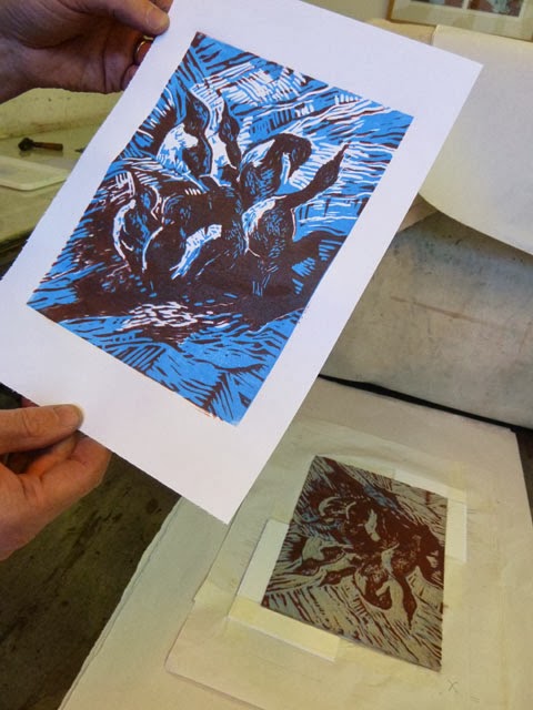 Jacqui Dodds Art: Reduction Lino print workshop at Birmingham Printmakers