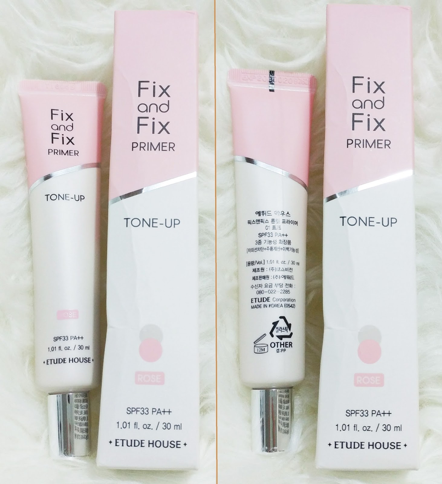 Etude House Fix and Fix Primer Tone Up #01 Rose with SPF33 / PA++ ...