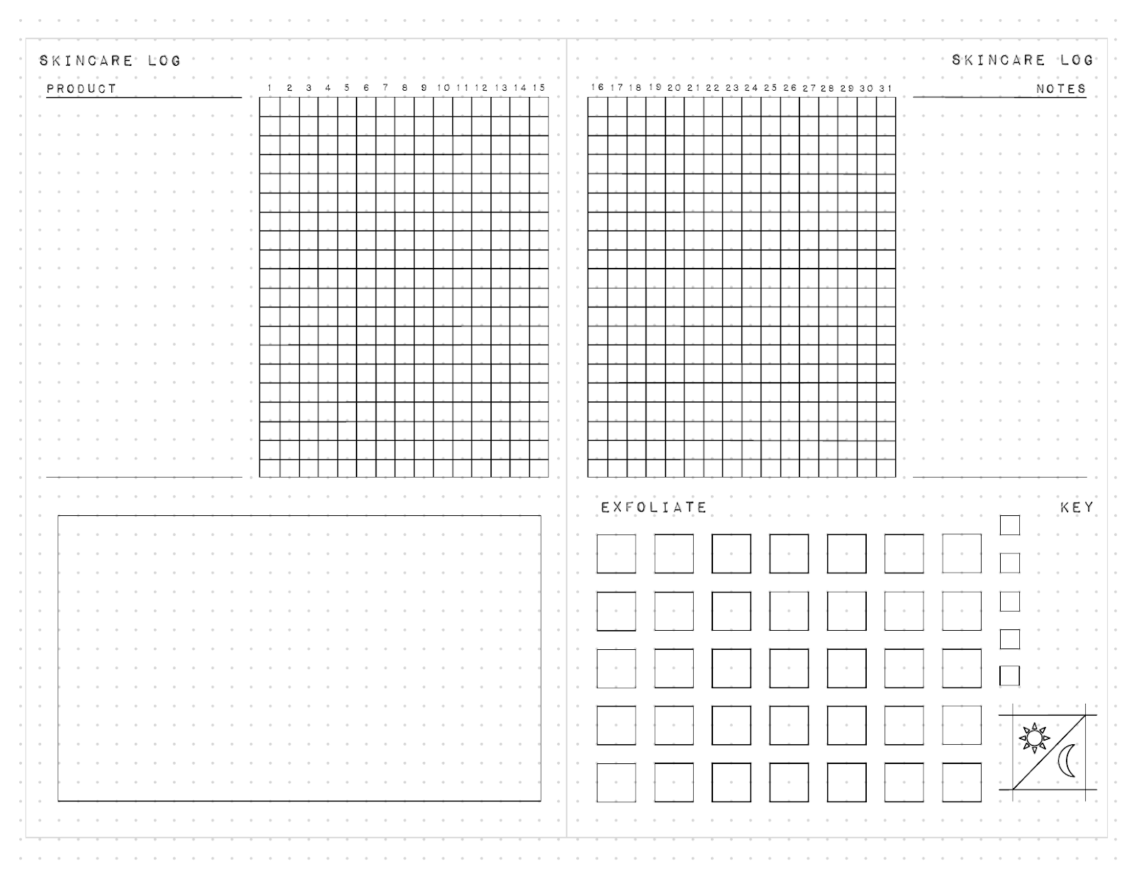 Skincare Log Free Printable | Bullet Journal, Traveler's Notebook ...