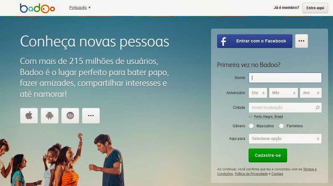 ENTRAR NO BADOO PÁGINA INICIAL - www.badoo.com.br