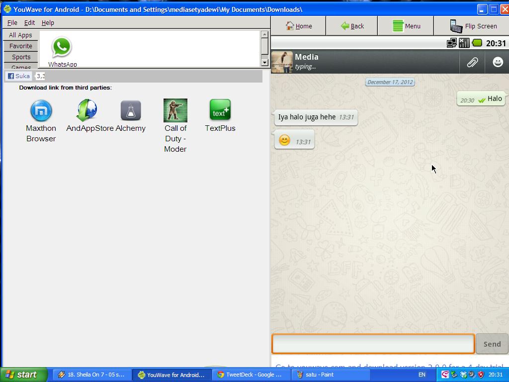 Penggunaan Whatsapp Pada Laptop/PC - Android Emulator