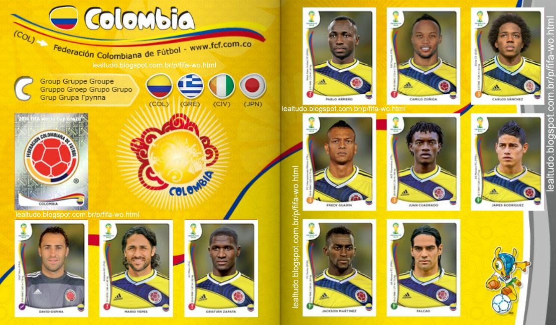Album COLOMBIA Fifa World Cup BRAZIL 2014 LIVE COPA DO MUNDO Sticker ...