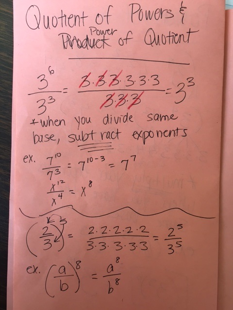 Mrs. Sessions - 7th Grade - Advanced Math: Exponent Rules book