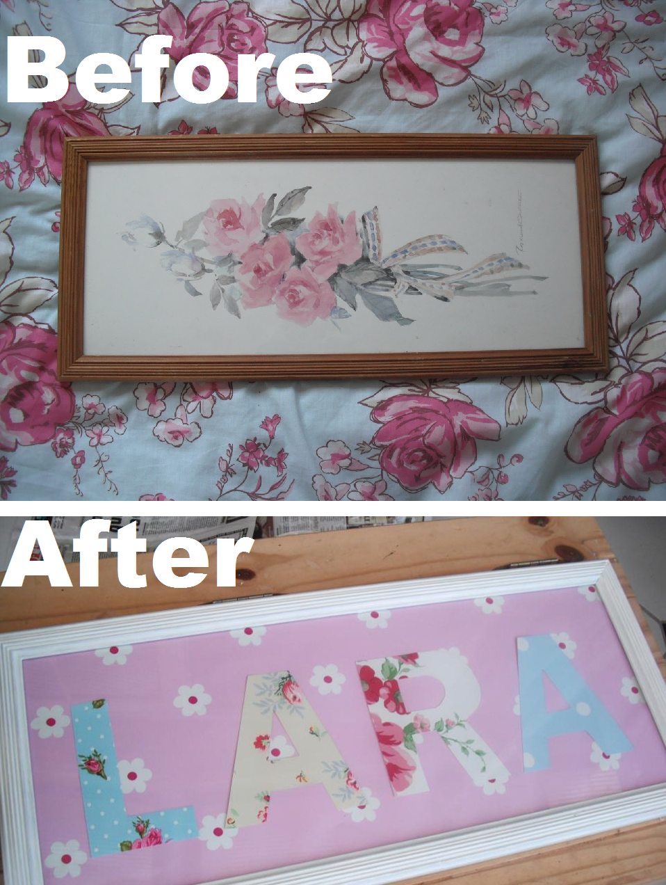 DIY Little Girls Floral Name Frame.. ♥ - Victoria's Vintage Blog