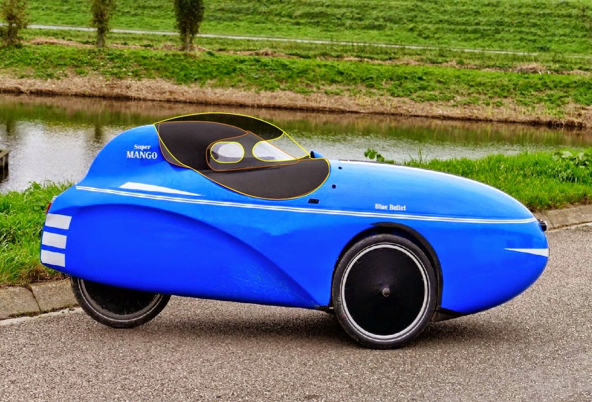 Velomobiel Quest en Wim Schermer: Mango toer/racekap