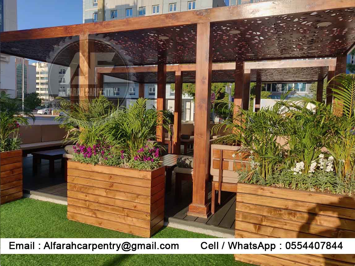 Restaurant Wooden Pergola Dubai | Cafeteria Wooden pergola | Garden ...