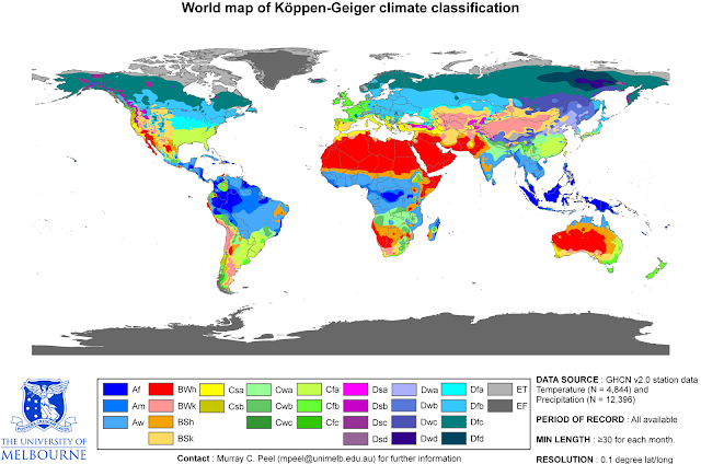 THE WORLD OF THE GEOGRAPHY: World climatological map