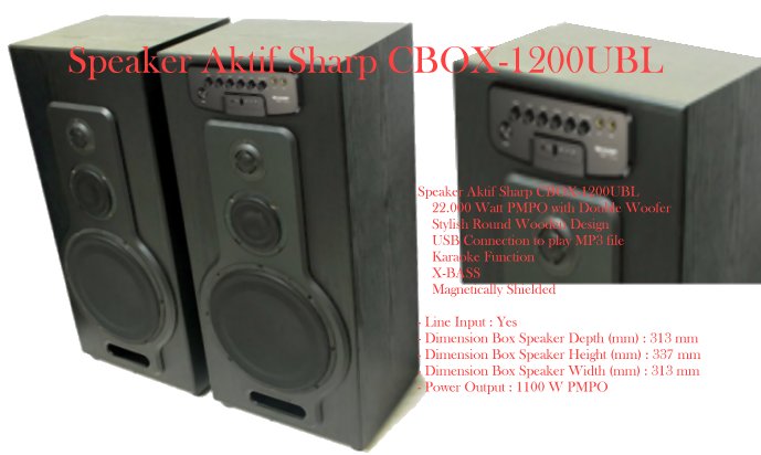 Speaker Aktif Sharp - Harga CBOX-1200BL X-Bass with USB - Harga Speaker ...