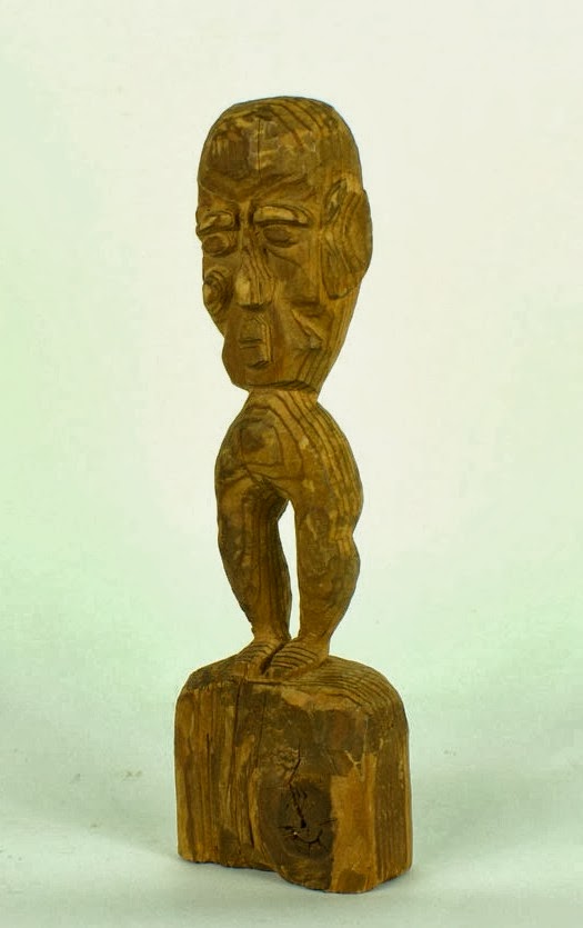 Dull Tool Dim Bulb: Big Head Man with No Torso Folk Art Sculpture