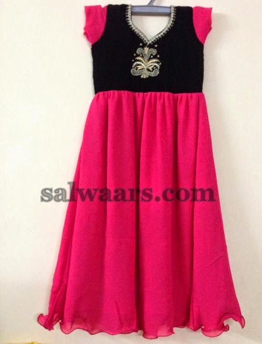 Simple Georgette Pink Frock - Indian Dresses