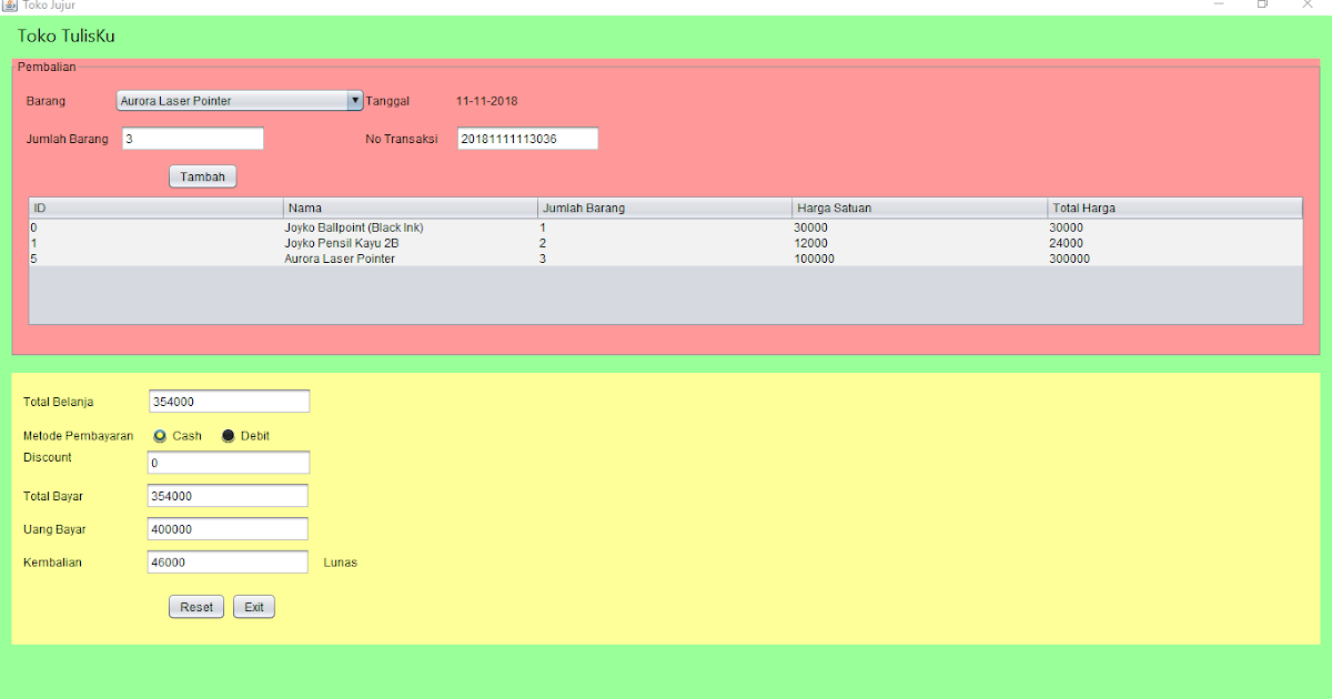RQ 2 - Latihan Soal Aplikasi Kasir Menggunakan Java Swing
